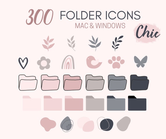 300 Chic Folder Icons for MAC and WINDOWS Computers Hand - Etsy