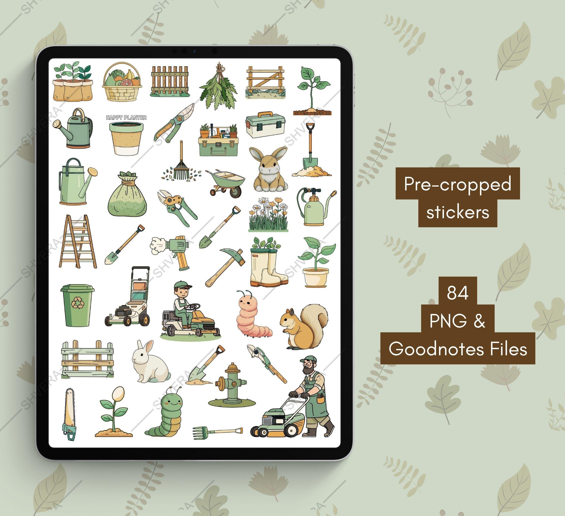 84 Cute Gardening Digital Planner Stickers, Printable, PNG, Goodnotes ...
