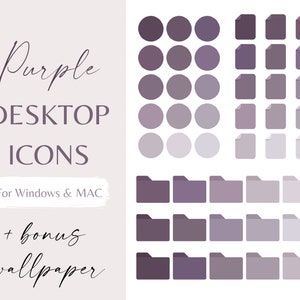 45 Desktop Purple Icons With Free Wallpaper Organizer for - Etsy India