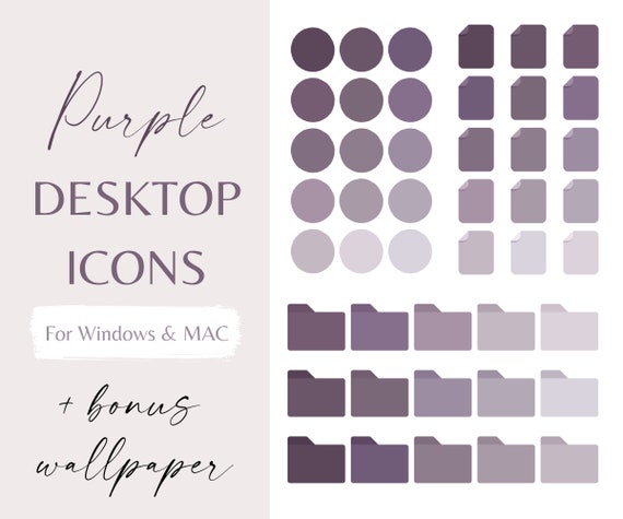 45 Desktop Purple Icons With Free Wallpaper Organizer for - Etsy India
