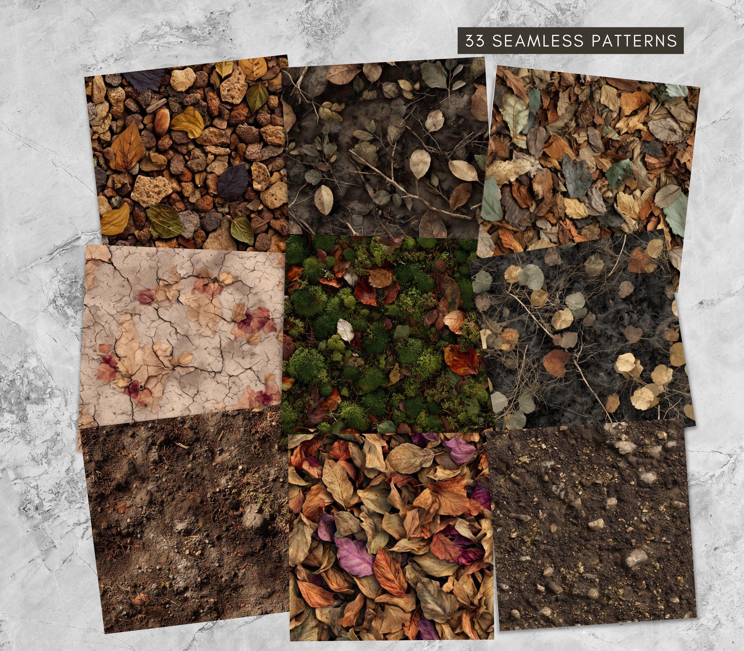 33 Seamless Fall Leaves Digital Paper Bundle, Printable Autumn Forest ...