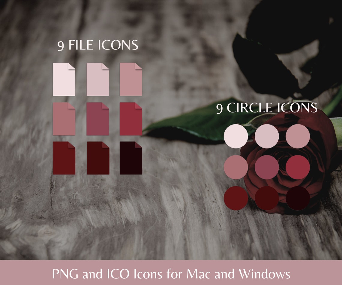 27 Wine Red Desktop Icons for MACBOOK and WINDOWS Circle | Etsy