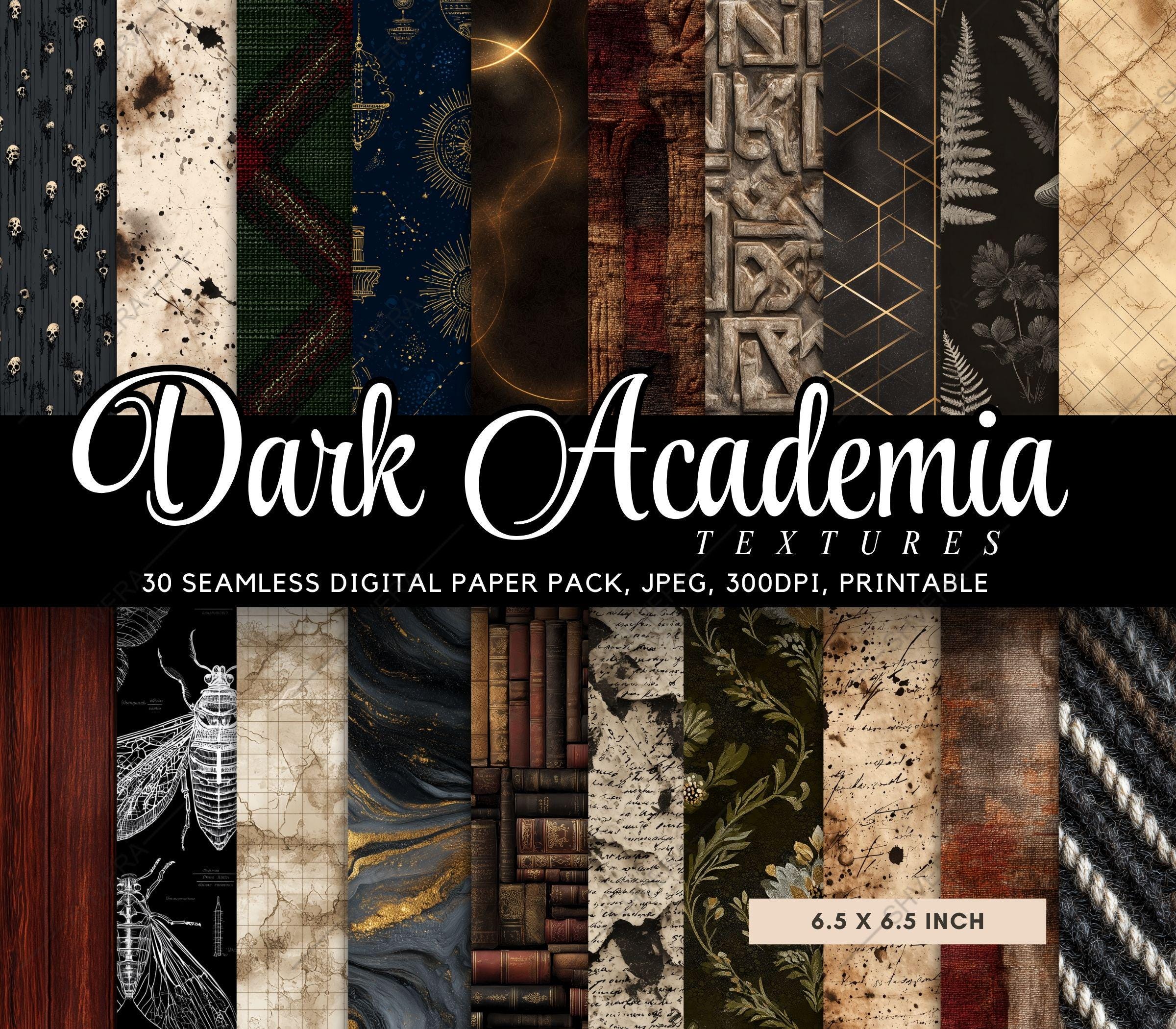 30 Seamless Dark Academia Digital Paper Bundle, Vintage Junk Journal ...