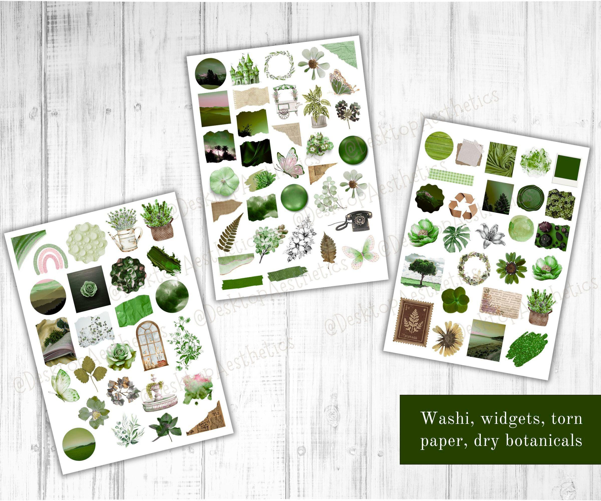 250 Green Digital Journal Stickers | Pre-cropped Goodnotes Stickers ...