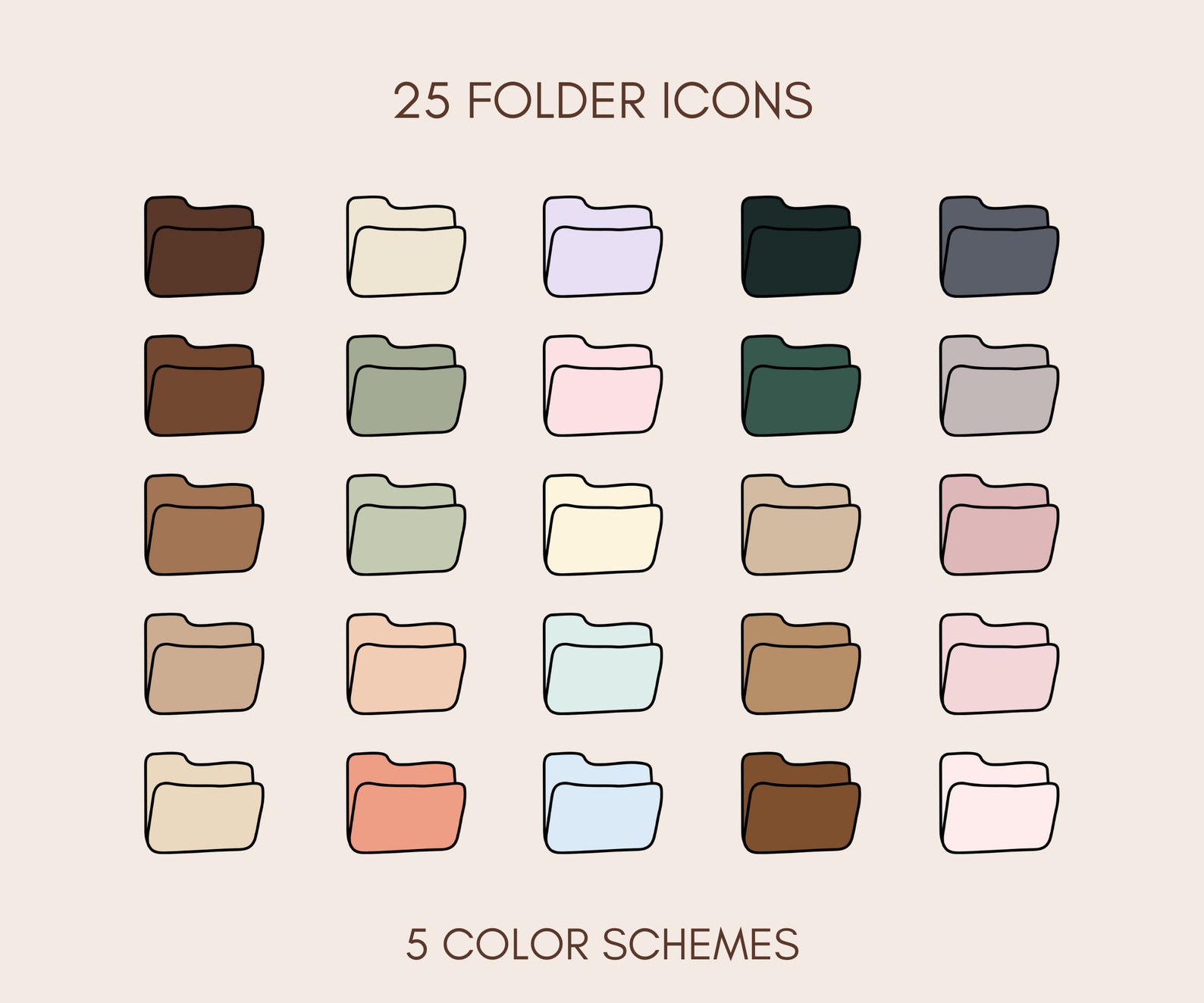 25 Cute Desktop Folder Icons for MAC and WINDOWS Desktop | Etsy