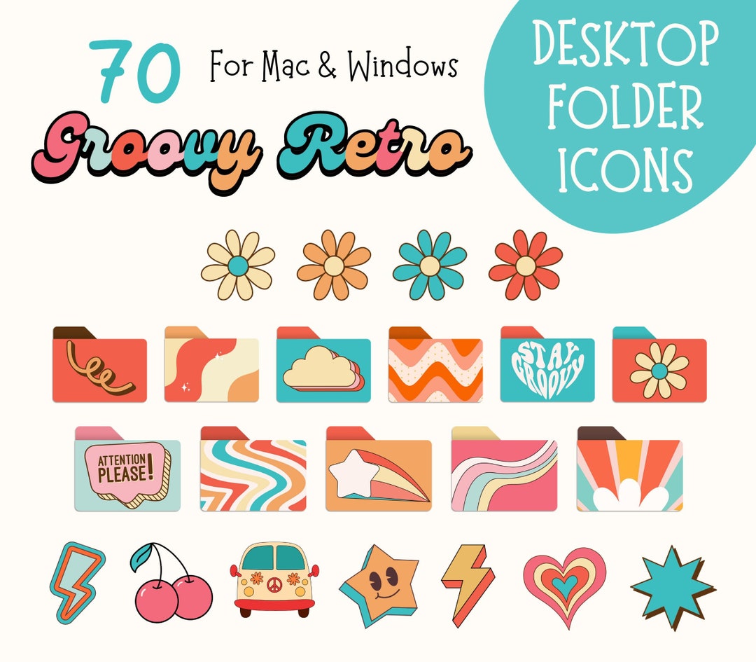 70 Cute Retro Folder Icons for MAC and WINDOWS Desktop Customization ...