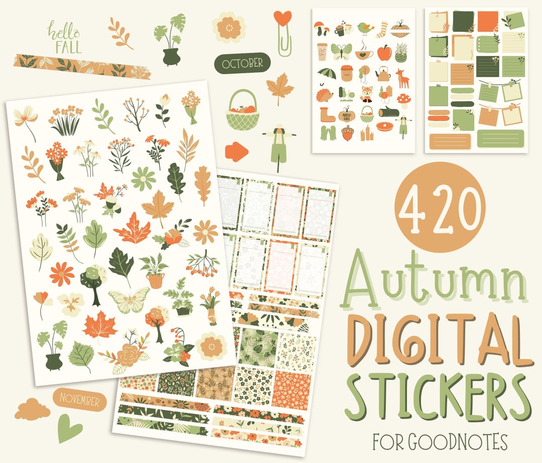 420 Cute Autumn Digital Stickers | Fall Stickers | PNG Stickers | Pre ...