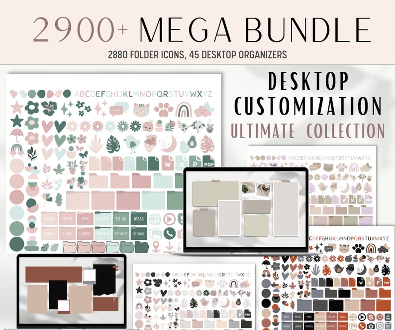 2900 MEGA BUNDLE Desktop Icons in 16 Themes With 45 Free - Etsy
