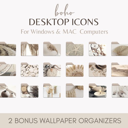 Boho Desktop Folder Icons Desktop Folders Mac and Windows | Etsy