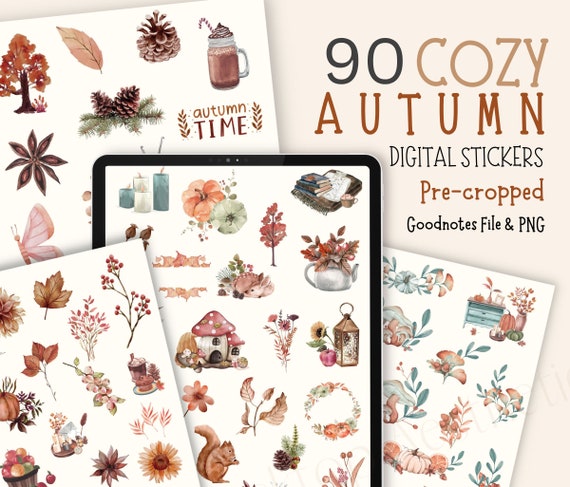 Cozy Autumn Digital Stickers 90 Fall Scrapbook Stickers - Etsy