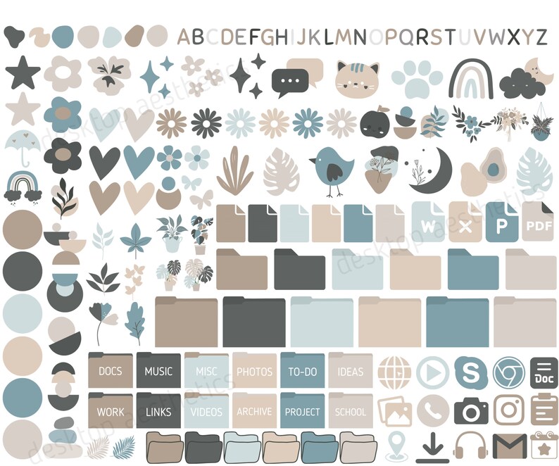 180 Desktop Folder Icons With Free Desktop Organizers for Mac - Etsy