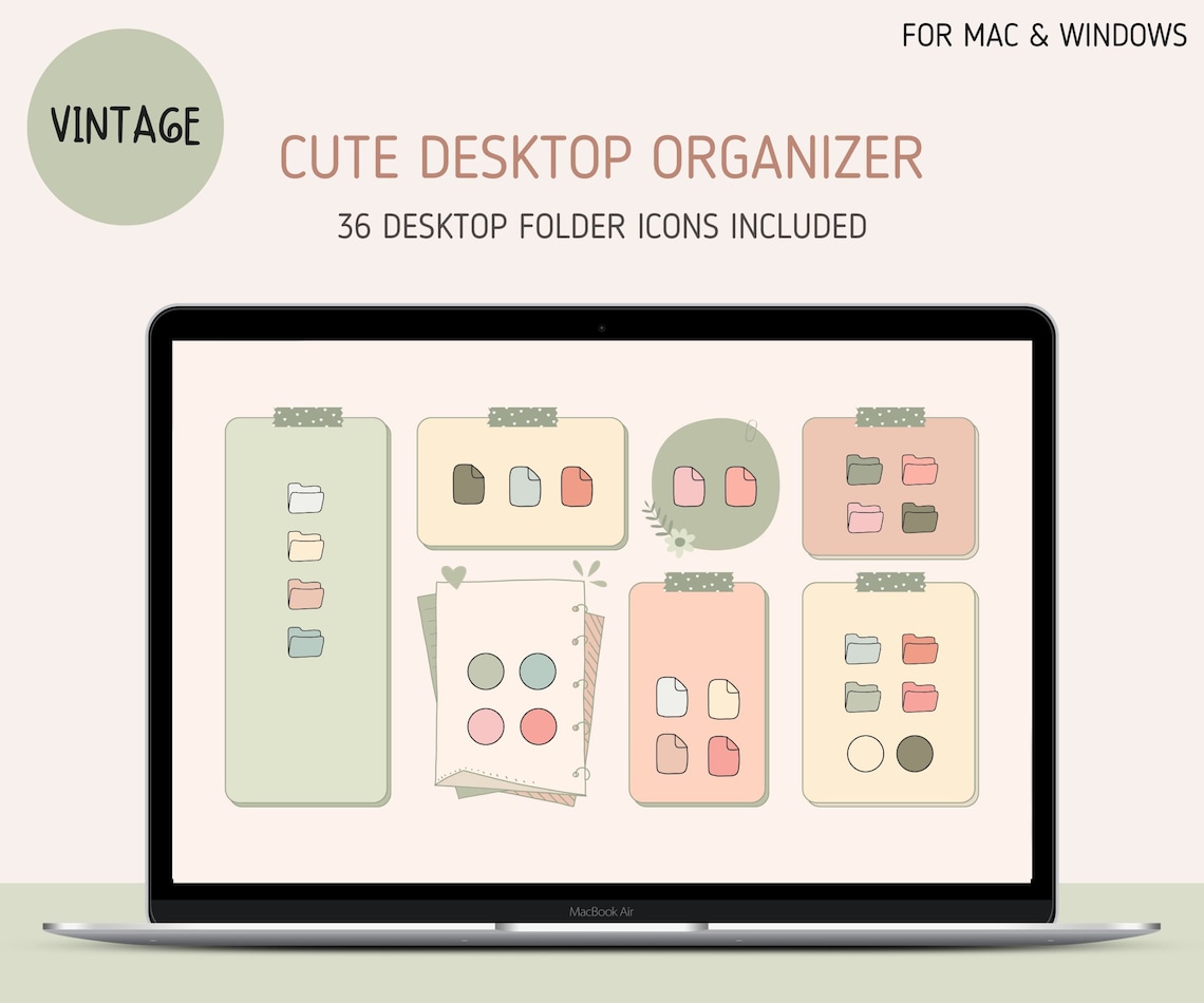 CUTE Vintage Desktop Organizer 36 Cute Aesthetic Desktop - Etsy