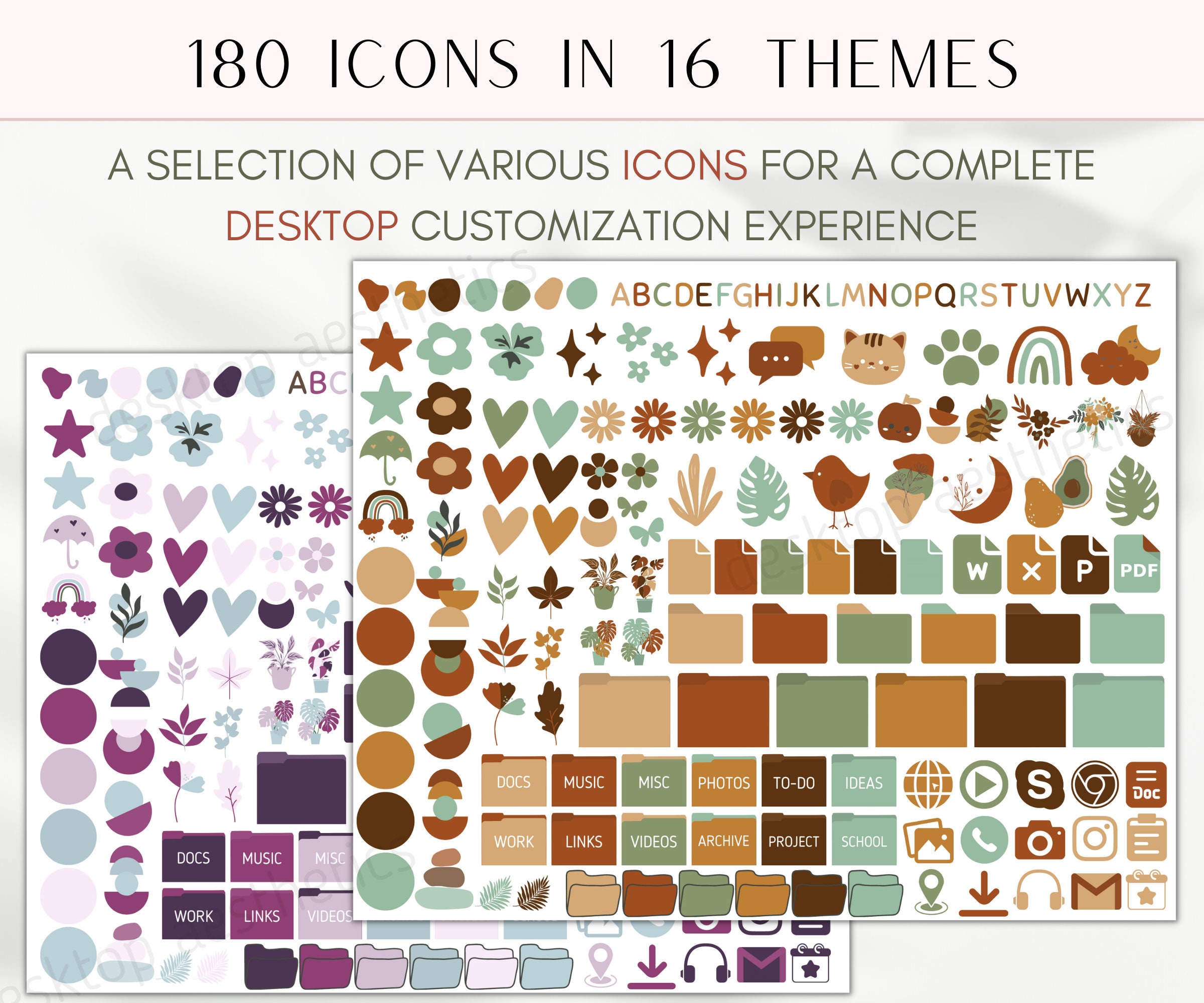 2900+ MEGA BUNDLE Desktop Icons in 16 Themes With 45 Free Wallpapers ...