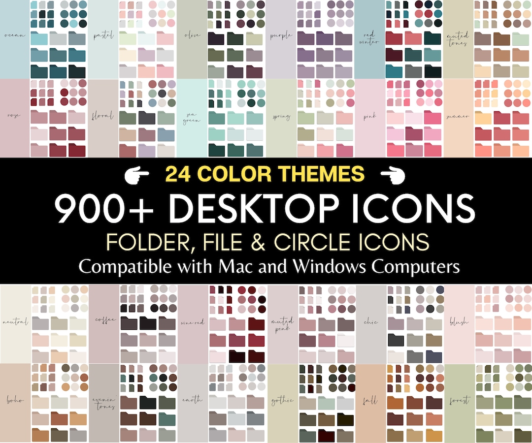 900+ BUNDLE Desktop Icons in 24 Color Schemes for MAC & WINDOWS ...