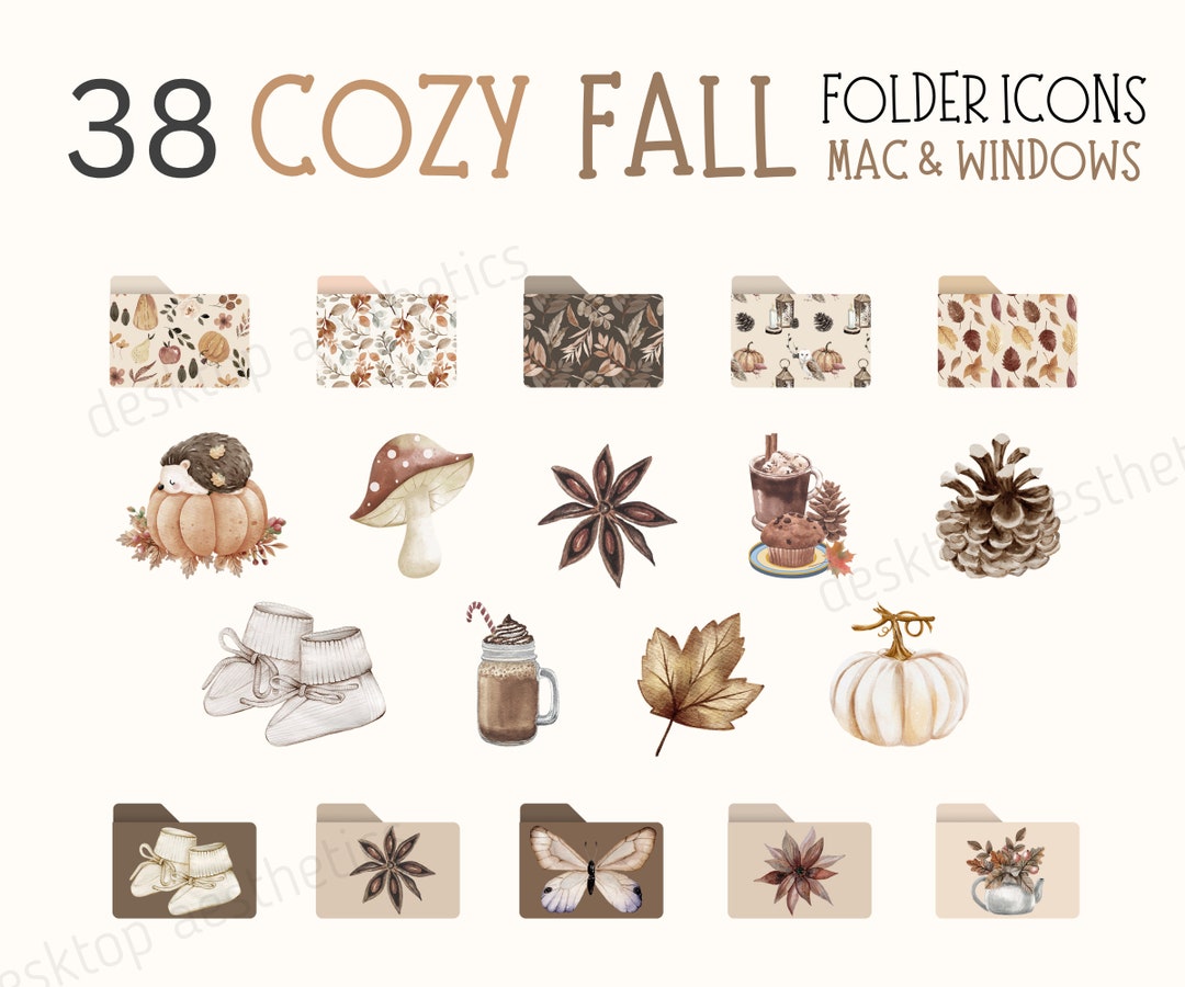 38 Cozy Autumn Desktop Folder Icons | Fall Aesthetic | Icons for Mac ...