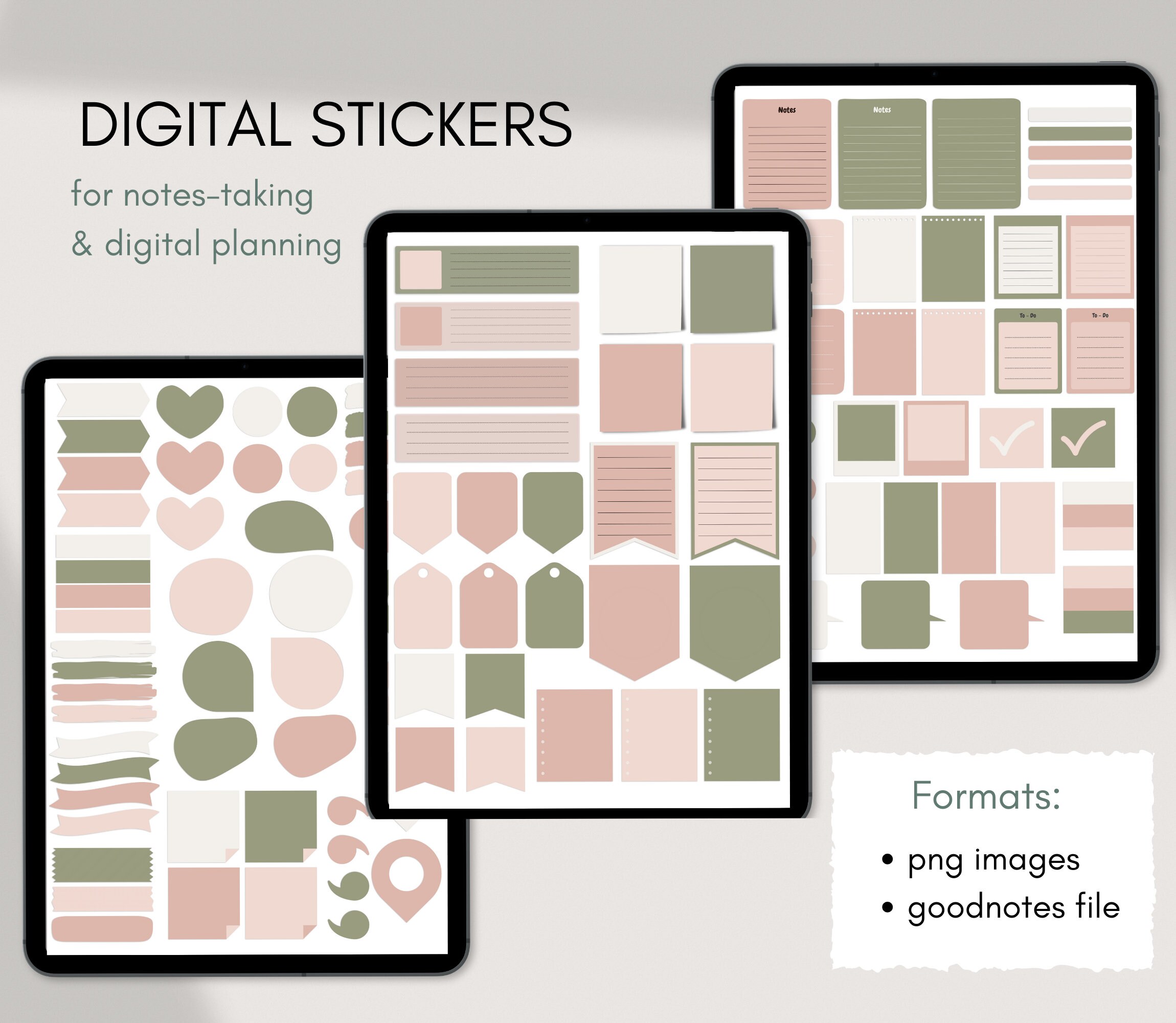104 Goodnotes Sticky Notes Pre Cropped Warm Neutral Digital | Etsy