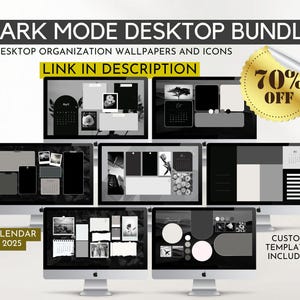 2025 Dark Mode Desktop Organizer With Calendar, 180 Black, Grey ...