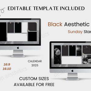 Buy 2025 Dark Mode Desktop Organizer With Calendar, 180 Black, Modern ...