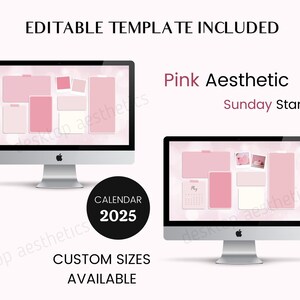 PINK Aesthetic Desktop Organizer With 2025 Calendar and 600 Desktop ...