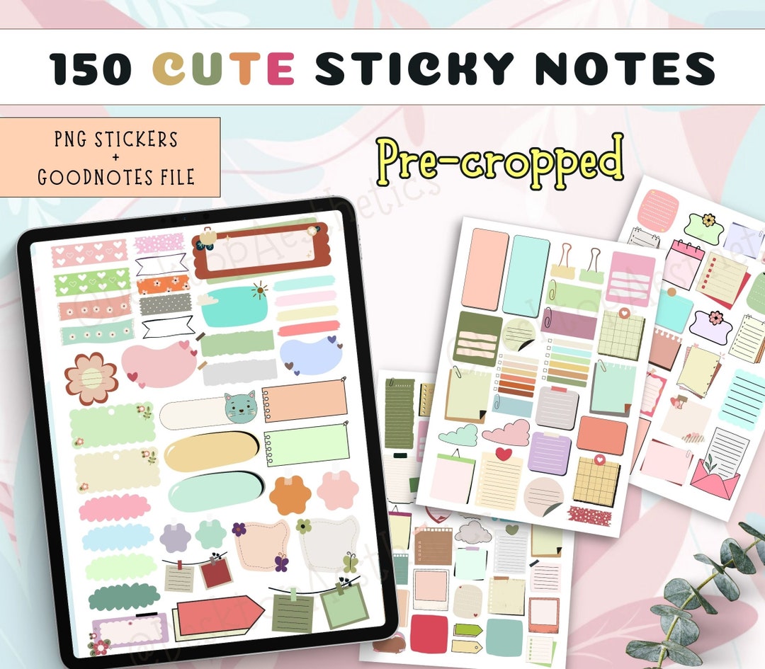150 Kawaii Digital Sticky Notes Bundle | Goodnotes | Noteshelf ...