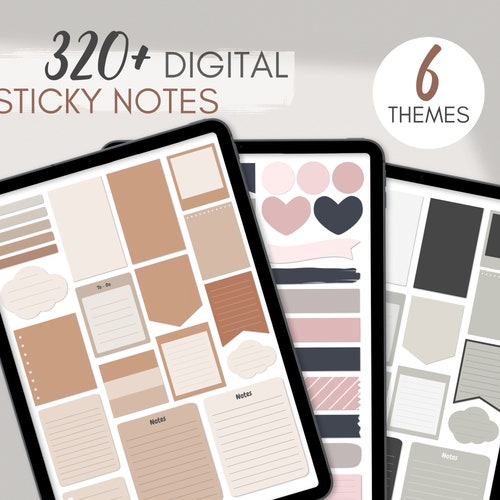 6 NEUTRAL PASTEL Digital Sticky Notes Pack Goodnotes Sticker - Etsy