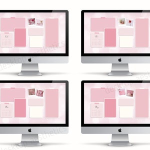 PINK Aesthetic Desktop Organizer With 2025 Calendar and 600 Desktop ...