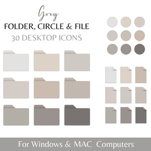 30 Grey DESKTOP Folder Icons for MacBook and WINDOWS | Circle, Folder ...