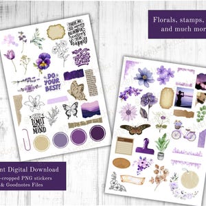 Buy Purple Digital Journal Stickers | Pre-cropped Goodnotes Stickers ...