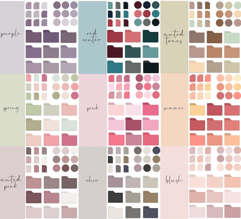 900 BUNDLE Desktop Icons in 24 Color Schemes for MAC & | Etsy