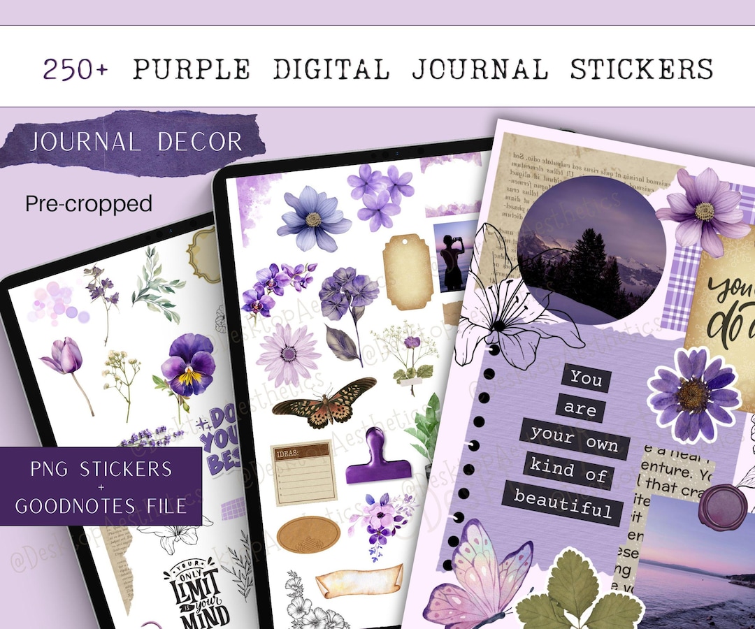 Buy Purple Digital Journal Stickers Pre-cropped Goodnotes Stickers ...