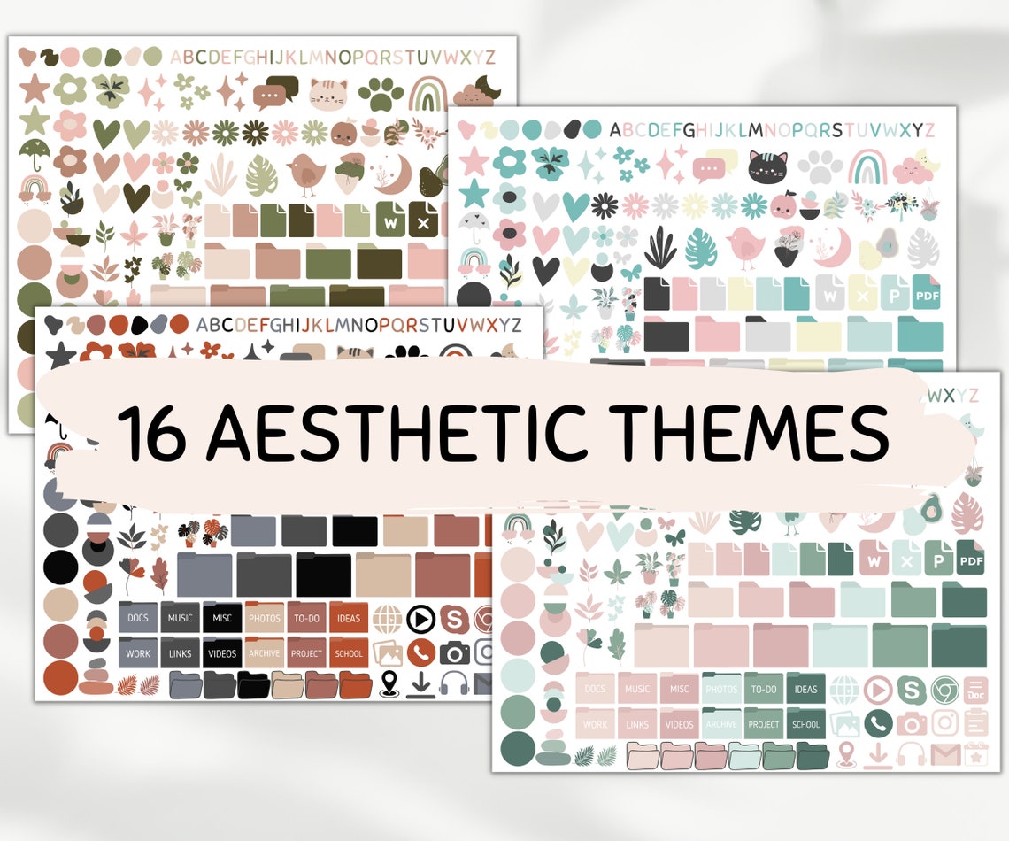 2900+ MEGA BUNDLE Desktop Icons in 16 Themes With 45 Free Wallpapers ...