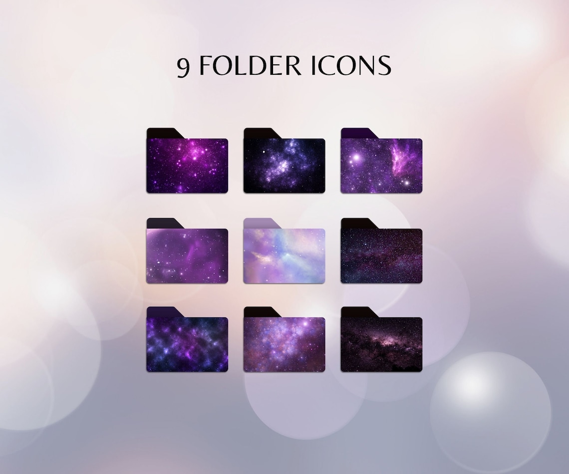 27 Purple Galaxy Desktop Icons for MacBook and WINDOWS, Circle, Folder ...