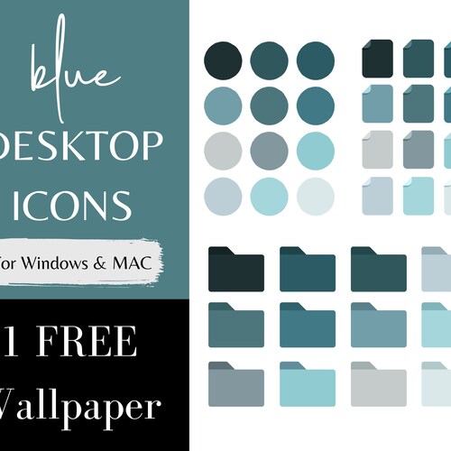 Blue Desktop Folder Icons for Mac & Windows Mac Desktop - Etsy