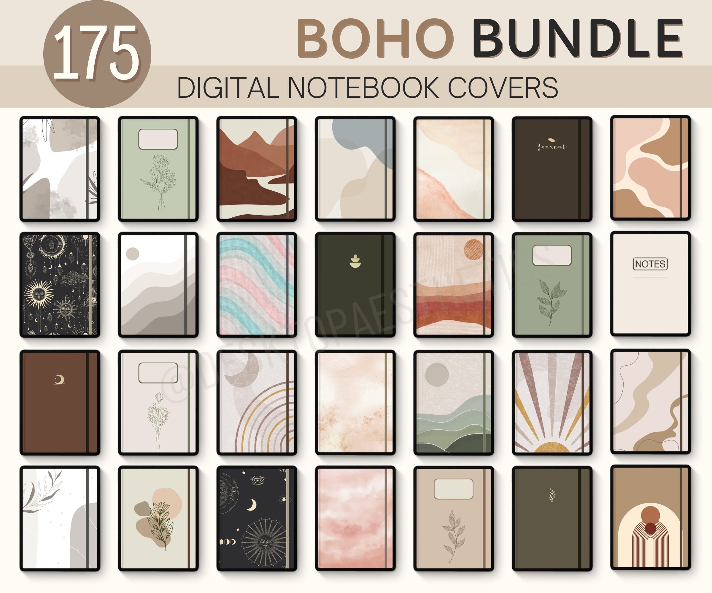 175 Boho Notebook Cover BUNDLE Goodnotes Digital Covers Etsy