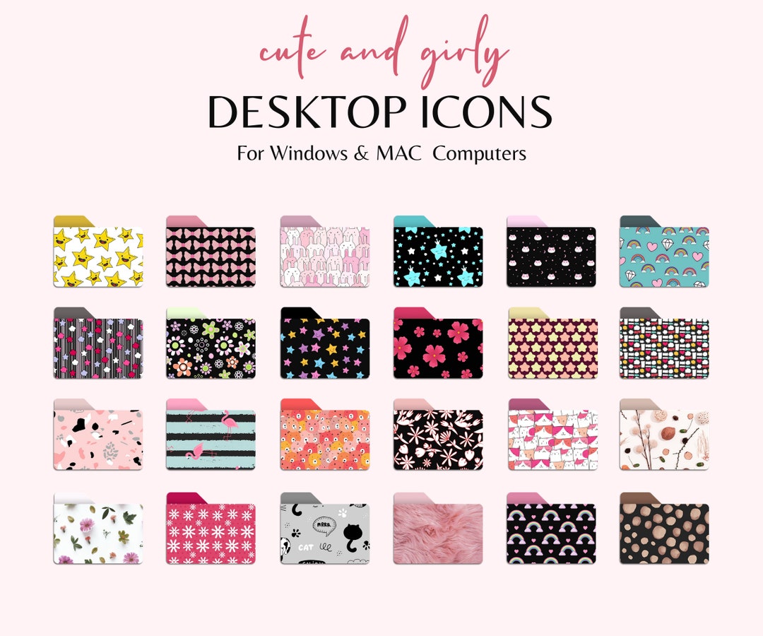 25 CUTE and Girly Folder Icons for MAC and WINDOWS Computers | Cute ...