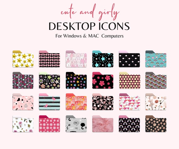 25 CUTE and Girly Folder Icons for MAC and WINDOWS Computers - Etsy