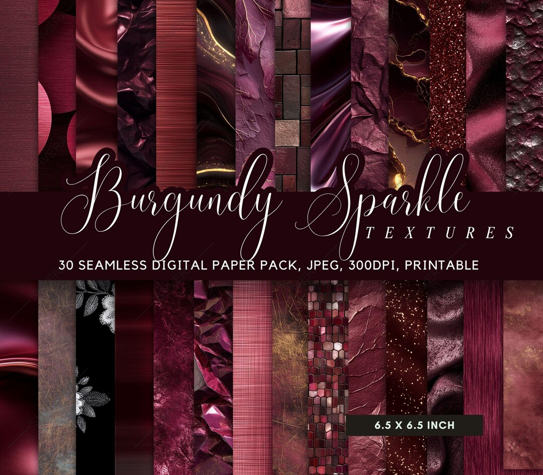 30 Seamless Burgundy Seamless Digital Paper Bundle, Luxury Wine Red ...