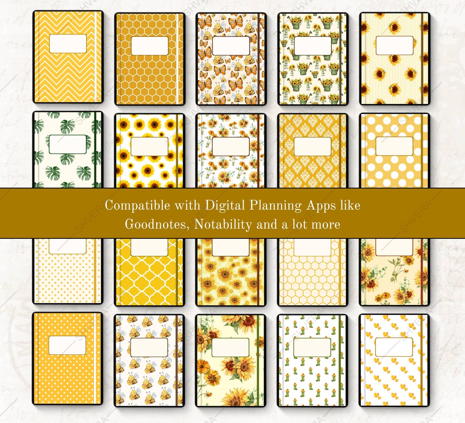 22 Sunflowers Goodnotes Covers, Digital Notebook Covers, Sunflower ...
