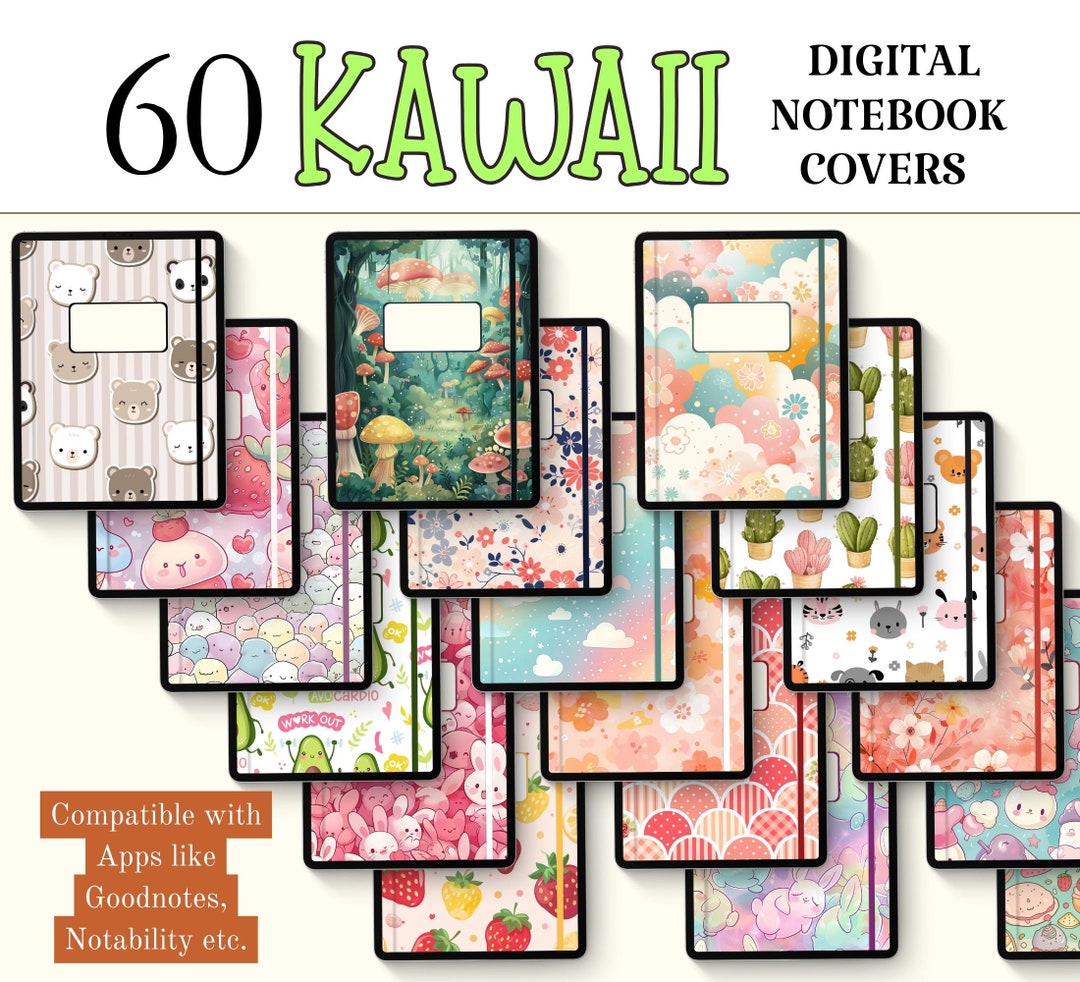 60 Kawaii Goodnotes Covers, Digital Notebook Covers, Cute Aesthetic ...