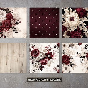 Elegant Burgundy Digital Paper Pack | Vintage | 12 Printable Scrapbook ...