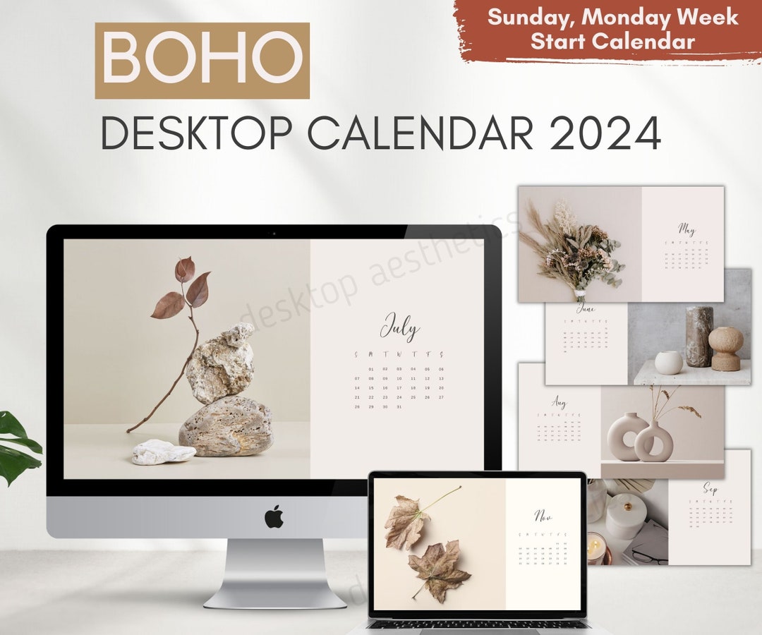 Boho Calendar 2024 for Mac and Windows Neutral Boho Wallpaper, Desktop ...