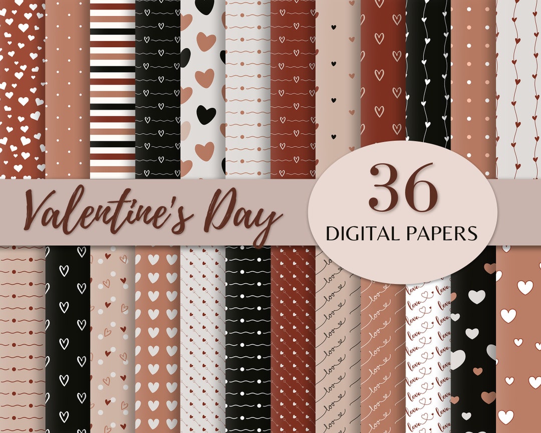 36 Digital Paper Pack Valentine's Day Scrapbook Paper Holiday Digital ...