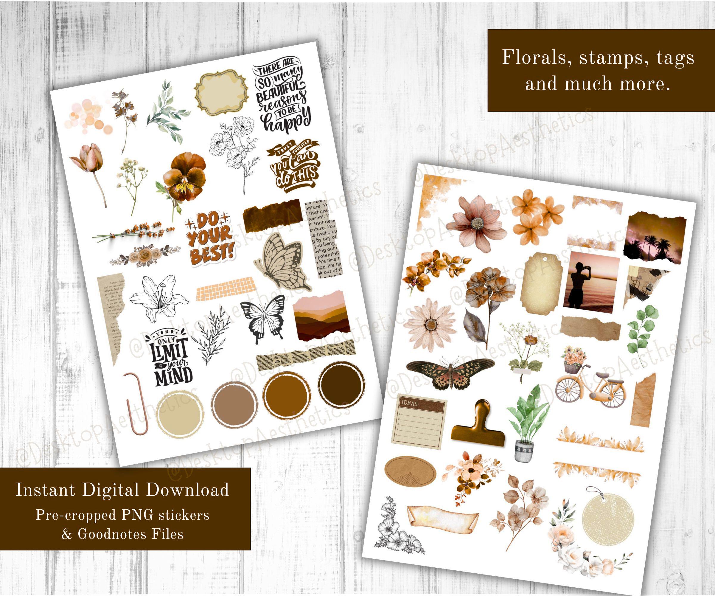 Rustic Vintage Digital Journal Stickers | Pre-cropped Goodnotes, PNG ...
