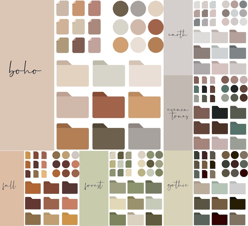 900 BUNDLE Desktop Icons in 24 Color Schemes for MAC & | Etsy