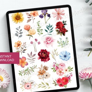 70+ Digital Floral Digital Planner Stickers Pre-cropped for Goodnotes ...