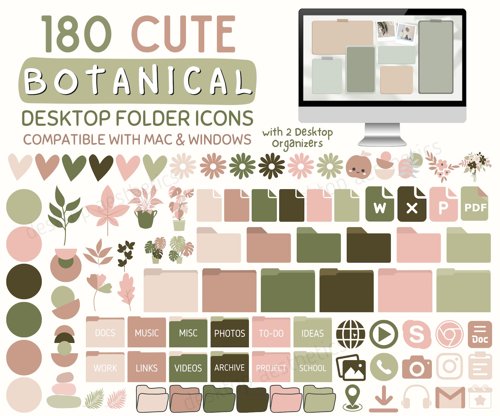 180 Botanical Desktop Folder Icons With Free Desktop Organizers for Mac ...