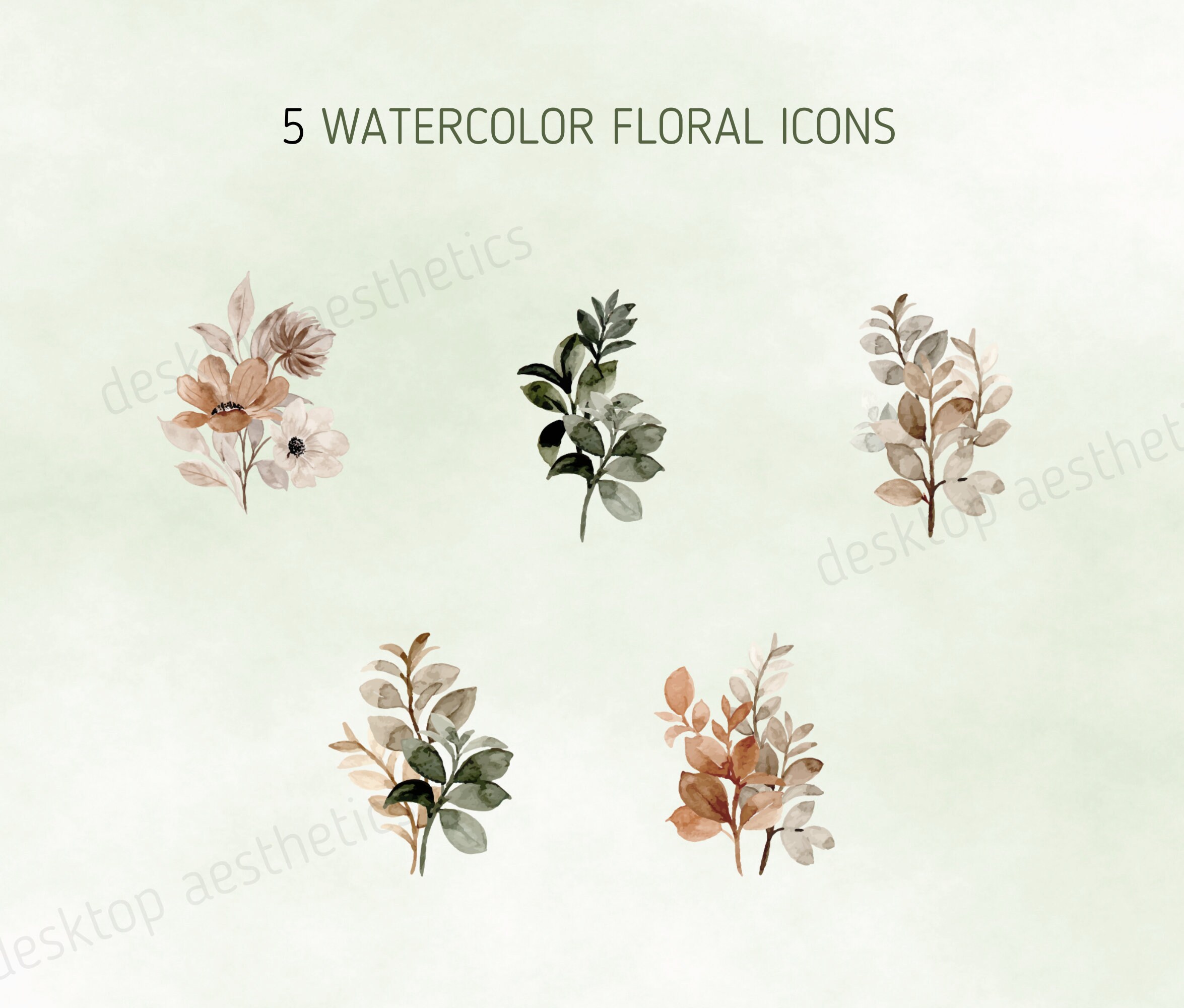 600 Sage Desktop Icons Desktop Organizer Bundle Botanical - Etsy UK