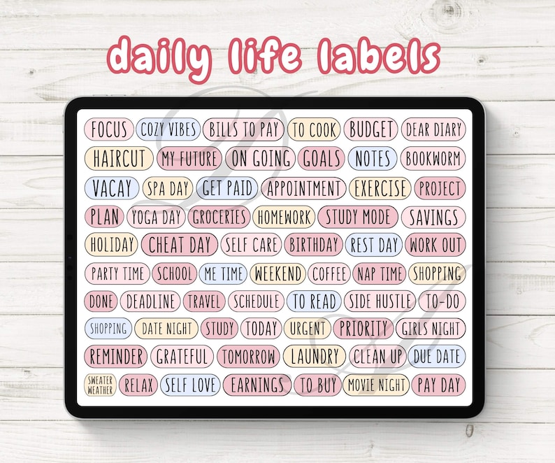 Daily Life Cute PNG Digital Stickers Bundle, Planner, Journal | Cute ...
