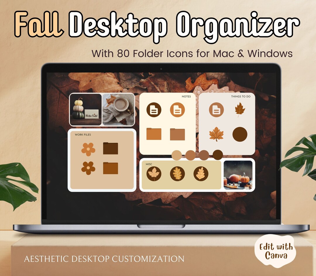 Fall Desktop Organizer for Mac, Windows PC Fall Aesthetic Desktop ...