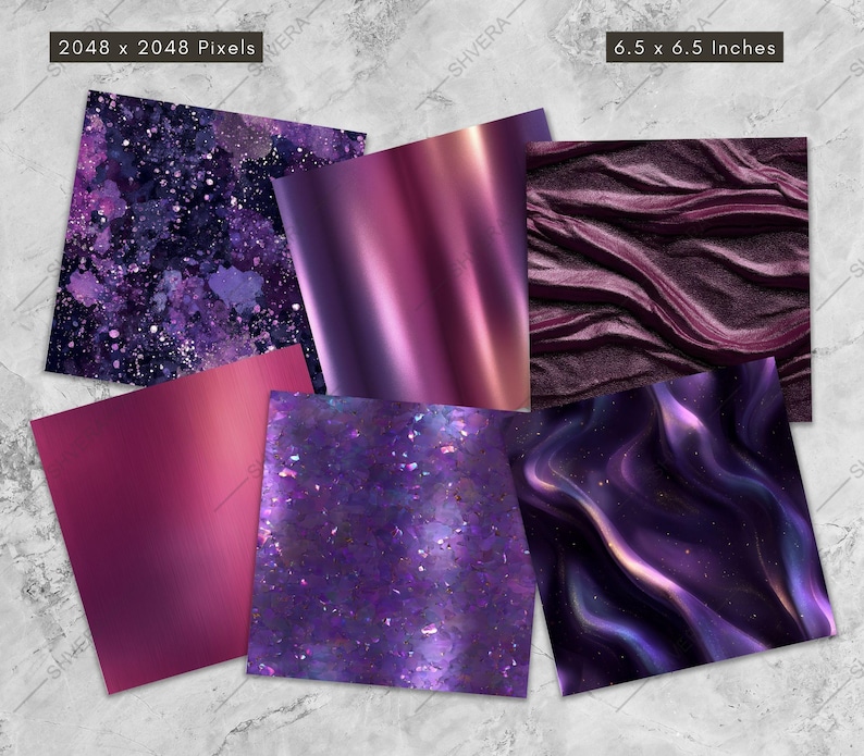 25 Seamless Purple Glitter Digital Paper Bundle, Amethyst Textures ...